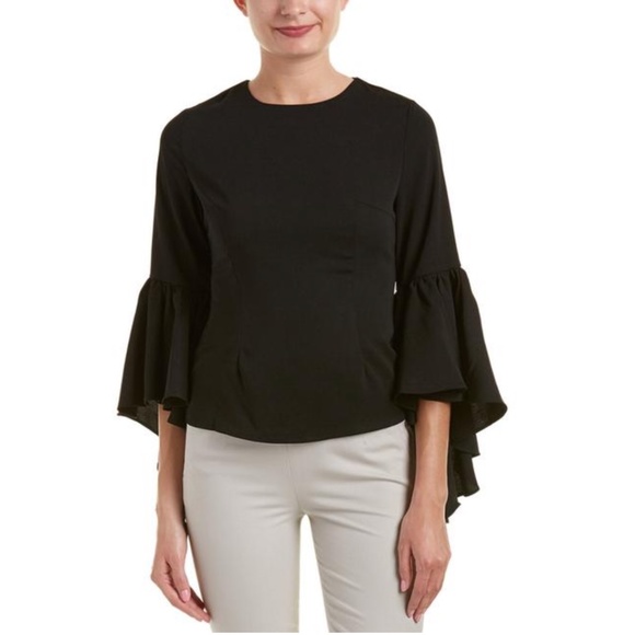 Gracia | Tops | Gracia Black Ruffle Bell Sleeve Blouse S | Poshmark